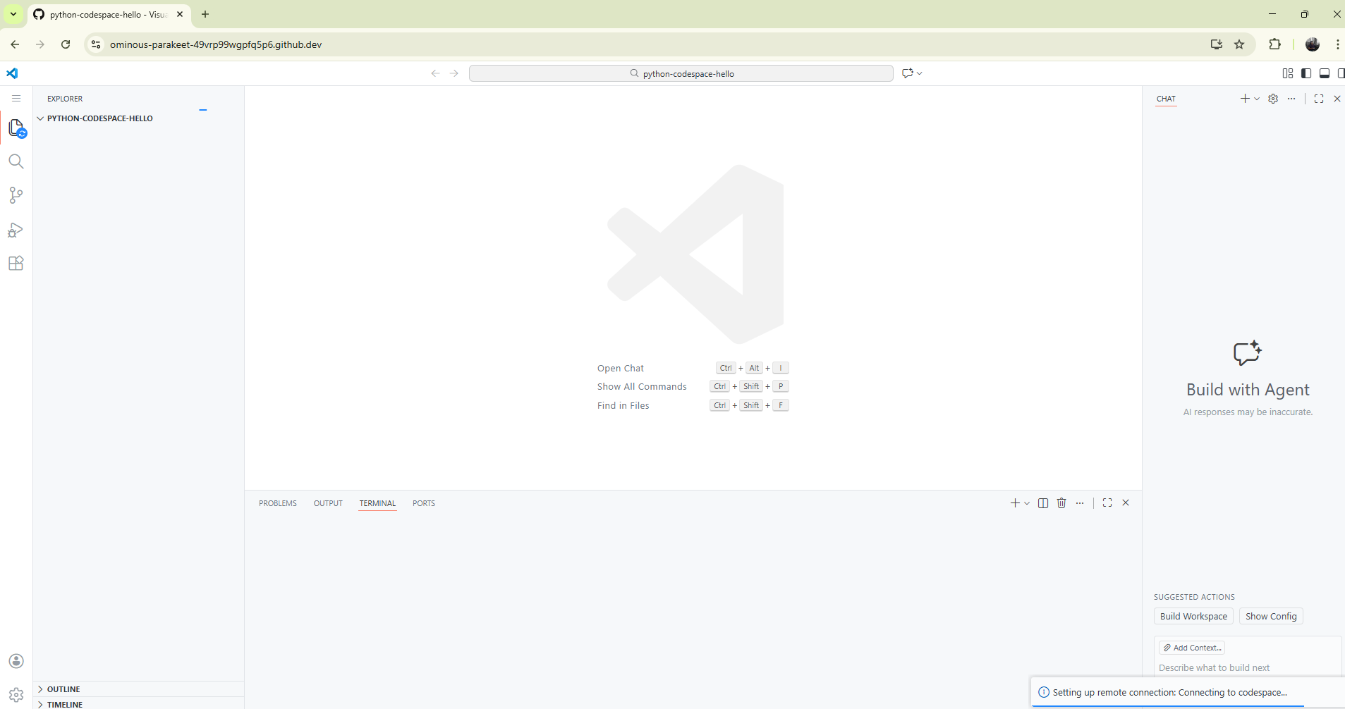 GitHub Codespaces + VS Code: Hello World Python (Zero Setup)